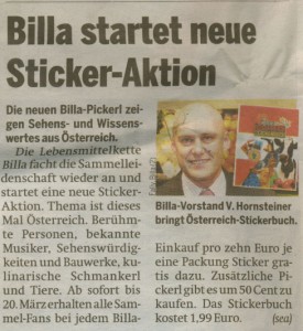 "Österreich" klebt Billa-Sticker ins Wirtschaftsalbum •Kobuk!